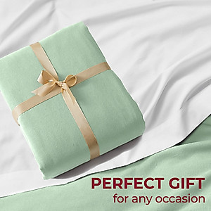 Mellanni Duvet Cover Set - Soft 100% Organic Cotton Bedding Sets & Collections - Button Closure & Corner Ties (Twin, Sage)