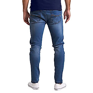 westAce Mens Flex Denim Jeans Slim Fit Stretch Casual Flat Front Classic 5-Pockets Straight Leg Essential Denim Jeans Pants 28W-40W (Dark Blue, 34 Waist x 34 Length) 34W x 34L