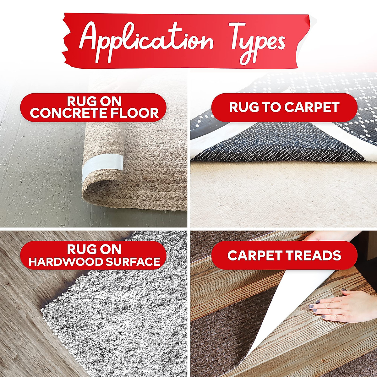 XFasten Carpet Tape Double Sided - Heavy Duty 2” x 20 yds Gentle on Surface Double Sided Carpet Tape for Area Rugs over Carpet for Hardwood Floors, Corner Rug Tape for Carpet to Carpet