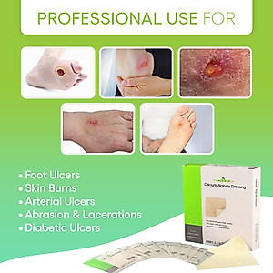 AWD Silver Calcium Alginate Dressing for Wound Care - Skin, Wound Care Products, Bandages Large Wound Care, Non Stick Pads for Wounds, Comfortable & Absorbent (4"x5", 5 Count)