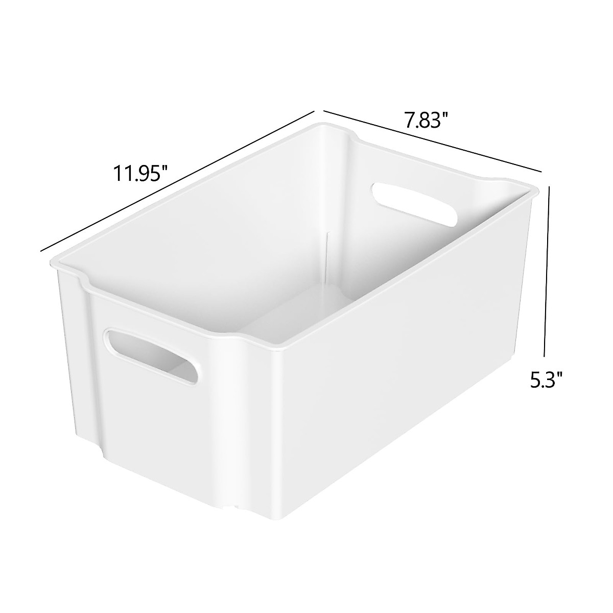 Hommp 4-Pack Plastic Storage Bin, Stackable Pantry Organizer Bins, White