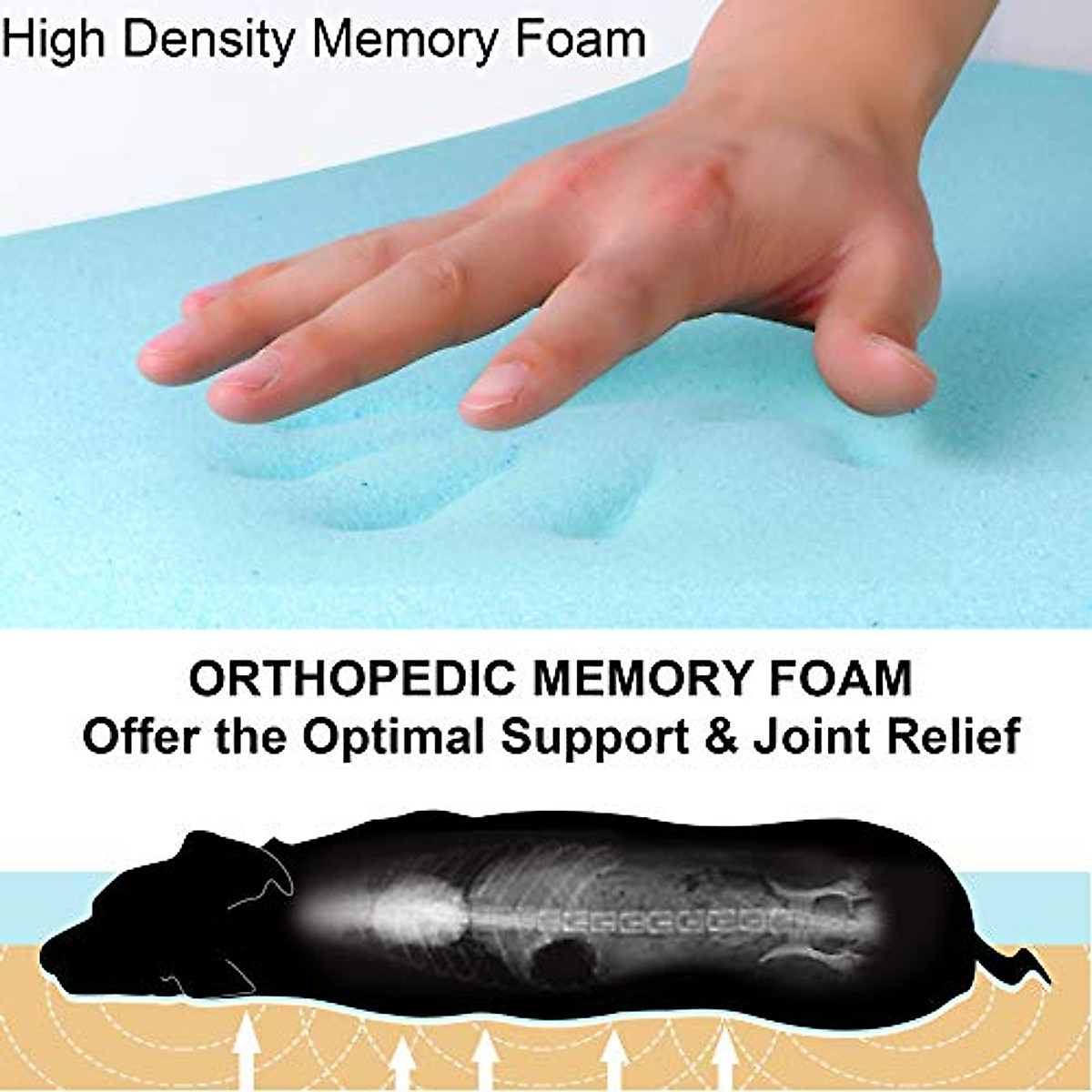 Fida Orthopedic Dog Bed with Memory Foam Base - Dog Lounge Sofa with Removable Washable Cover, Pets Couch Beds for Small Dogs & Cats (Large, Grey)