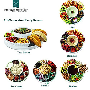 Chicago Metallic Taco Party Multi-Use Rotating Entertaining Set, 6-Piece, White