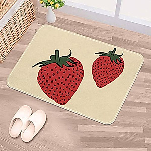 Strawberries, Indoor Door Mat Durable Front Door Mats Entryway Rug Non-Slip Absorbent Area Rugs Resist Dirt Rugs for Room Decor, 24"x16"