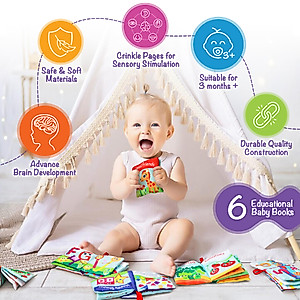 Cloth Books for Babies (Set of 6) - Premium Quality Soft Books for Babies. Touch and Feel Crinkle Paper. Cloth Books for Early Children's Development.