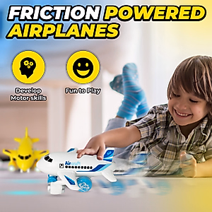 KIDSTHRILL Kids Airplane Toy for Boys & Girls. Set of Three Toy Airplanes with Flashing Lights, Music & Airplane Sound, Push and Go Toy Plane Gift Toys for Toddler Boys 2 3 4 5 6 7 Years Old & up