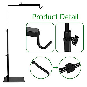 Altobooc Heavy Duty Adjustable Floor Heat Lamp Stand for Reptile & Amphibian Terrariums and Other Cold Blooded Animal Enclosures with 10 x Reusable Fastening Cables & Metal Lamp Hook