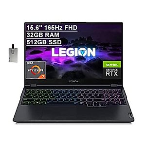 Lenovo 2022 Legion 5 Gaming 15.6" FHD 165Hz Laptop Computer, AMD R7-5800H (Beats i7-10750H), 32GB RAM, 512GB PCIe SSD, Backlit Keyboard, GeForce RTX 3060 Graphics, Windows 11, 32GB USB Card