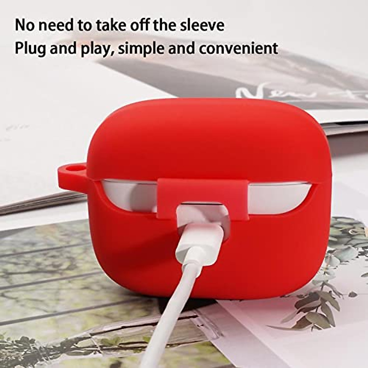 Soft Silicone Protective Case Cover Compatible with JBL Tune 130NC TWS True Wireless Earphones Shockproof Portable Cover with Carabiner（Black）