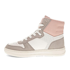 Levi's Womens Drive Hi 2 Synthetic Leather Casual Hightop Sneaker Shoe, Winter White/Taupe, 7 M
