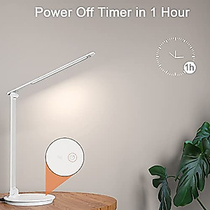 Orlian LED Desk Lamp, Table Lamp with Touch Control USB Charging, Eye-Caring Desk Lamp Aluminum Multiple Angle Adjustments LED Light for Office, Home, Reading and More,White