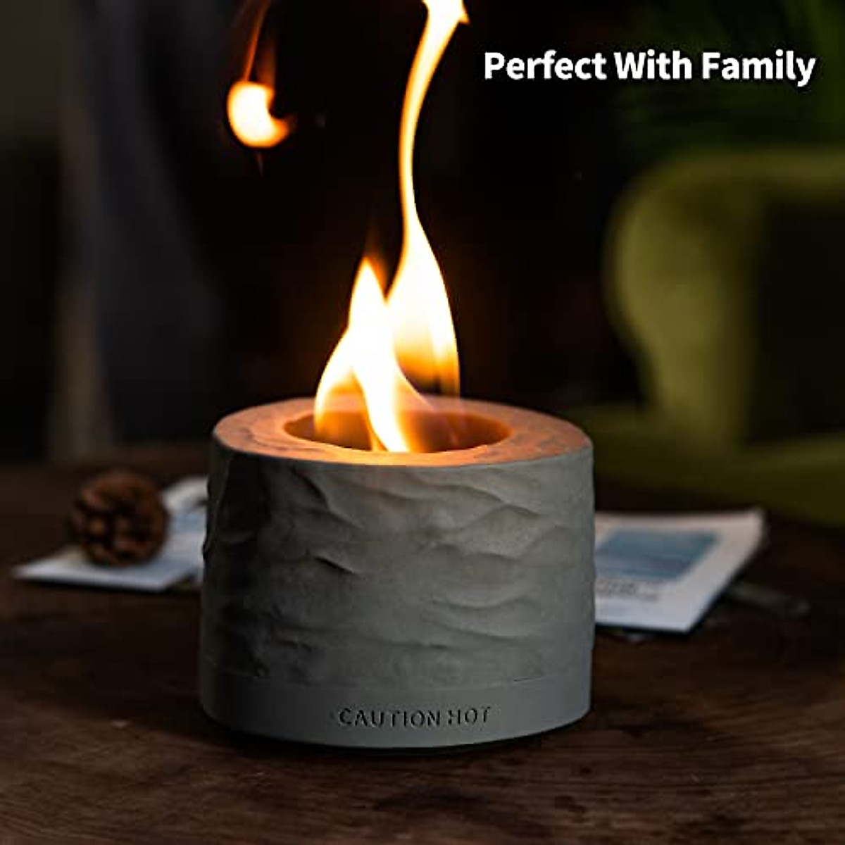 Concrete Tabletop Fire Pit,Portable Ethanol Fireplace,Mini Personal Fireplace,Table top Fireplace,Smores Maker,Rubbing Alcohol Fire Bowl Pot for Indoor and Outdoor use