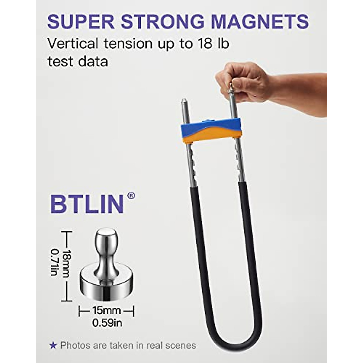 BTLIN Fridge Magnets Extra Strong, Large Heavy Duty Magnetic Push Pins for Kitchen Refrigerator Metal Bulletin Board Whiteboard Office 12Pack 15x18mm