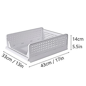 PTBSZCWY Closet Organizers and Storage Shelves, Stackable Storage Bins, Plastic Clothes Organizer, Stackable Drawers for Clothes (White, 5.5 Tall)