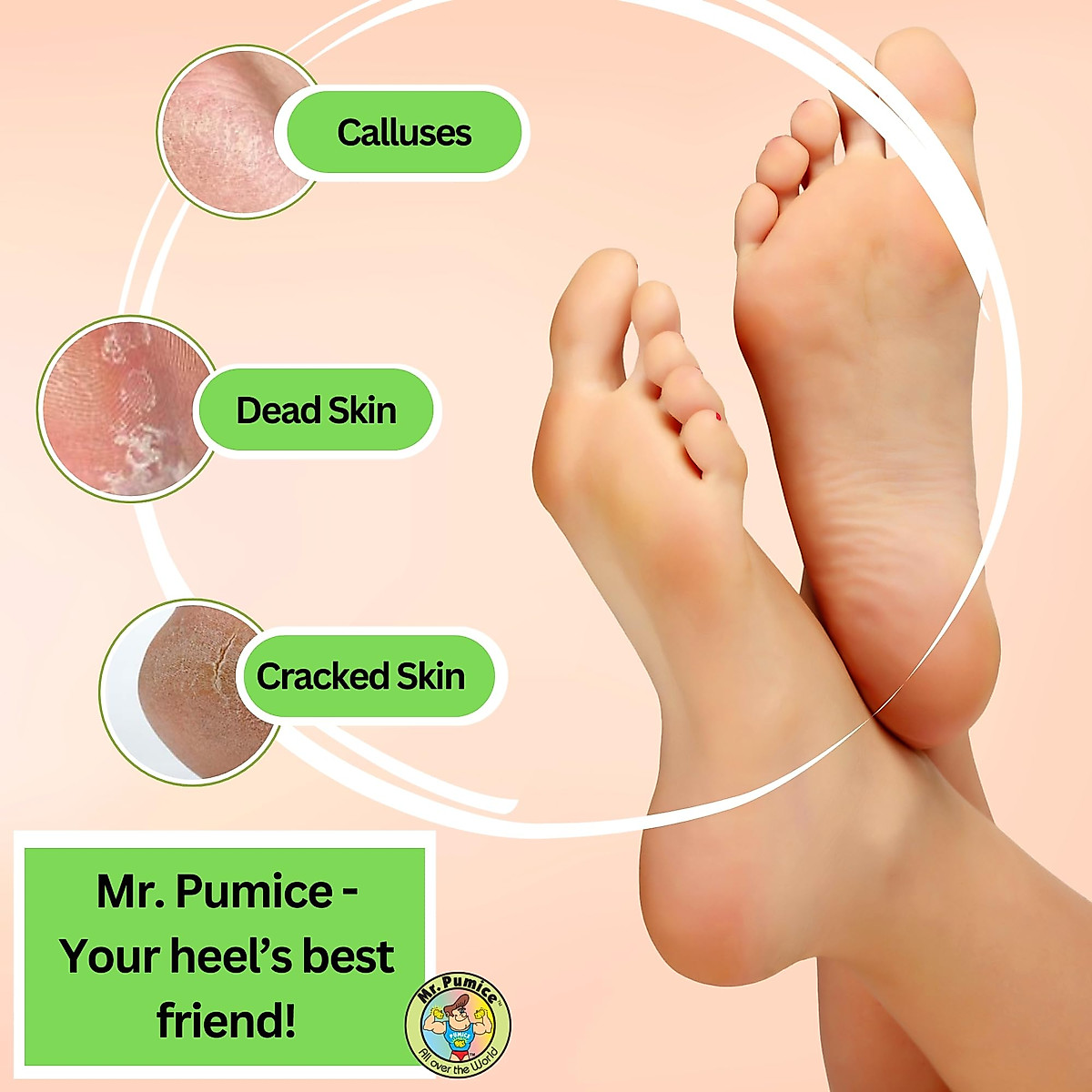 Mr. Pumice Callus Remover PUMI Bar: Pedicure Stone & Foot Scrubber - Medium Grit (Assorted Colors) 24 Pack Display Case