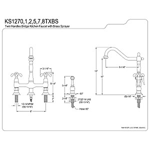 Kingston Brass KS1270TXBS French Country Bridge Kitchen Faucet, Matte Black