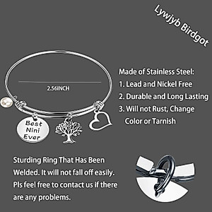 Lywjyb Birdgot Best Nini Ever Gift Best Nini Ever Bracelet Gift Best Nini Ever Funny Mother's Day Gift Best Nini Ever Christmas Gift (Nini br)