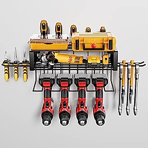 Advzon Power Tool Organizer Power Tool Organizer Wall Mount Heavy-Duty Removable Design Drill Holder with Reasonable Layered No Need for Assembly for Garage Organization Repair Room Woodworking Room