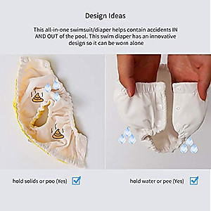 Ijnuhb Washable Baby Swim Diaper Reusable Swimming Diapers for Toddler Swimwear Pants 0-3 Years Boys Shower Gifts (Yellow,3 Months)