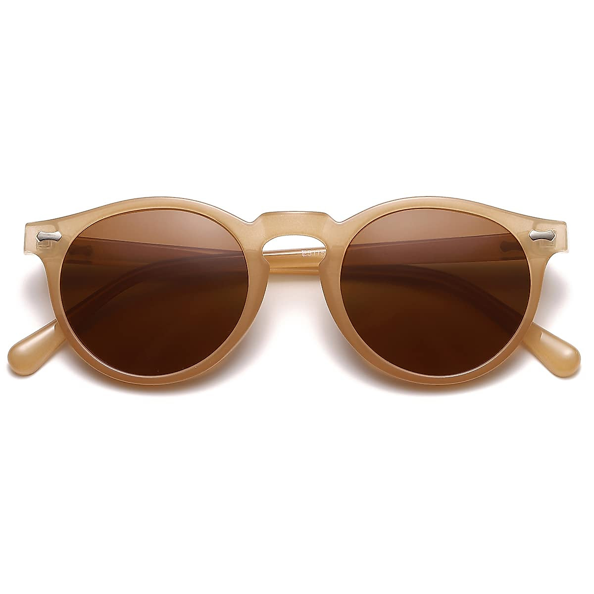 NIDOVIX Vintage Polarized Sunglasses for Men Women Round Retro Classic Fashion Eyewear UV400 Protection Sun Glasses (Amber/Brown)