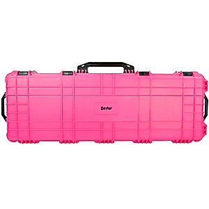 Eylar 38" Inch Protective Roller Rifle Hard Case with Foam, Waterproof & Crushproof, Two Rifles Or Multiple Guns, Pressure Valve with Lockable Fittings Pink