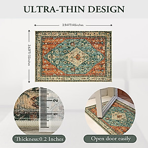 Lahome Washable Indoor Doormat, Non-Slip Retro Entryway Rug 32"x47" Floor Mat Boho Retro Entry Rugs Inside House, Absorbent Low-Pile Kitchen Rugs Distressed Front Door Mat Welcome Mats