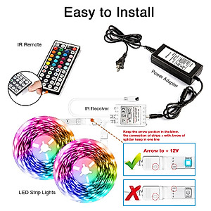 dalattin 100ft Led Lights for Bedroom Led Strip Lights Color Changing Lights with 44 Keys Remote,2 Rolls of 50ft