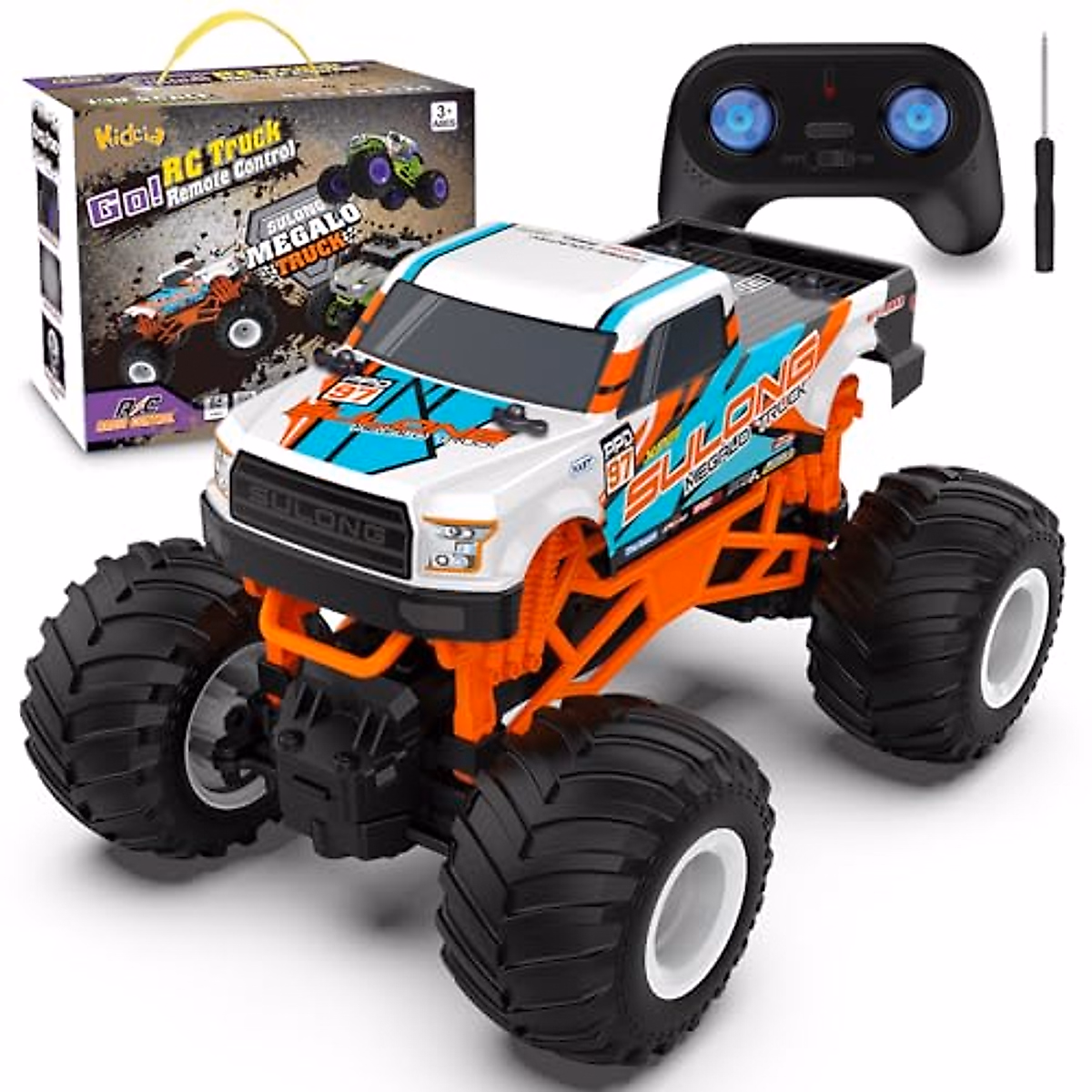 Kidcia 1:16 Scale RC Monster Truck - 2.4GHz All Terrain Car for Kids 4-12, 20 Km/h Off Road RC Truck, Christmas or Birthday Gift