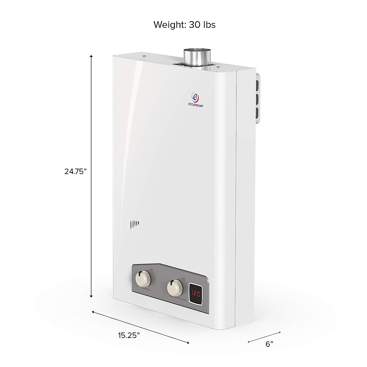 Eccotemp fvi12-NG FVI-12 Natural Gas, 3.5 GPM, High Capacity Tankless Water Heater, White