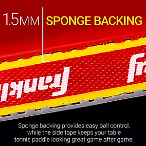 Franklin Sports Ping Pong Paddle - Performance Table Tennis Racket - Wooden Pro Style Paddle with Rubber Surface - Red + Gray