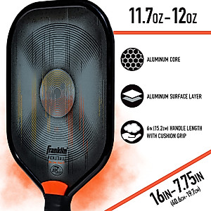 Franklin Sports Pickleball Paddles - Aluminum Pickleball Paddle - USA Pickleball (USAP) Approved Tournament Pickleball Paddle - Aluminum Surface Pickleball Paddle - Black