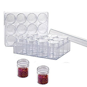2 X 12 Pieces Bead Storage Container Embroidery Diamond Storage Organizer Box, Clear Painting Jewelry Earring Sewing Nail Storage Jars with Screw Lid for DIY