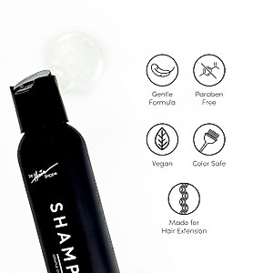 Hair Extension Shampoo & Conditioner by The Hair Shop, Gentle Cleansing & Hydrating Formula Designed for Hair Extension, Paraben-Free, Color-Safe, Vegan, Infused with Chamomile Rosemary, Aloe, Cucumber, Vitamins, Proteins & Biotin