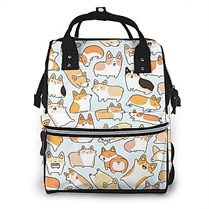 Diaper Bag Cute Corgi Large Capacity Nappy Bag Backpack for Baby Care Tote Bags Travel Backpack for Mom and Dad