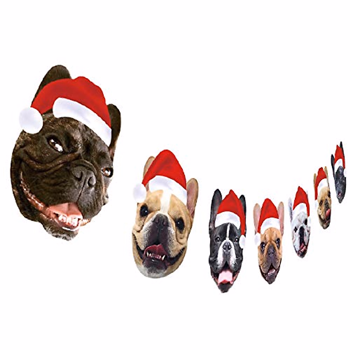French Bulldog Christmas Garland, Dog Face Christmas Hanging Decorations