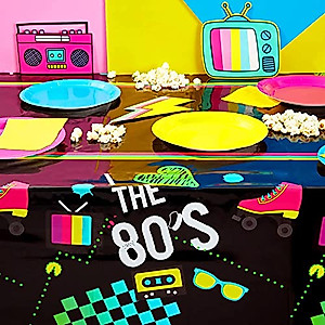 3 Pack I Love The 80s Tablecloth, Retro 1980s Table Covers for Birthday Party (Black, 54 x 108 in)
