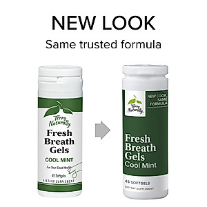 Terry Naturally Fresh Breath Gels (3 Pack) - Cool Mint Flavor, 45 Softgels - Sugar-Free Peppermint Oil Breath Mints, Chemical-Free - Non-GMO, Gluten-Free - 135 Servings