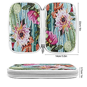 ZZKKO Flower Cactus Succulents Pencil Bag Case Zipper Pencil Holder Organizer Stationary Pen Bag Cosmetic Makeup Bag Pouch Purse for School Office Supplies