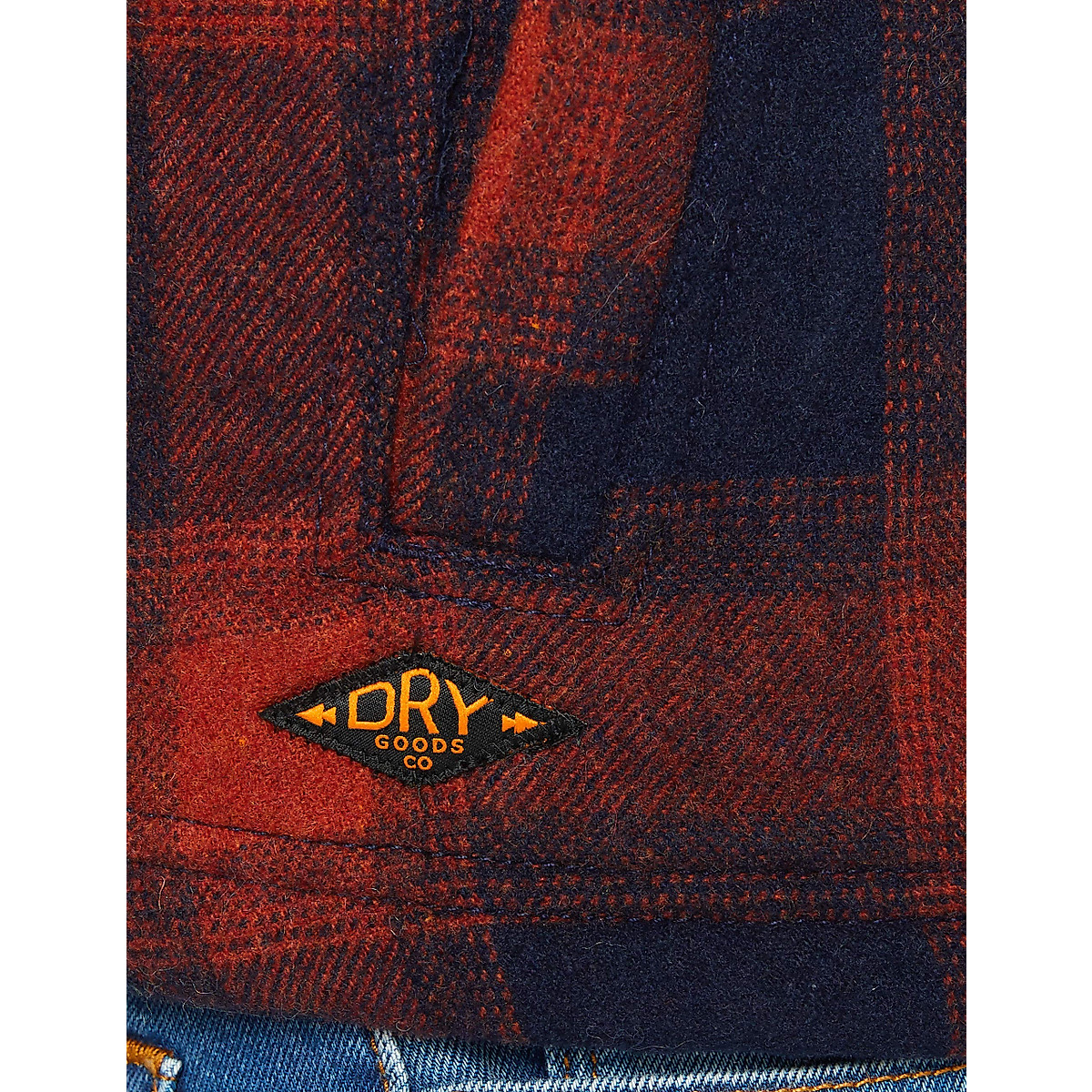 Superdry Mens Hunting Zip Through Wool Overshirt, Zip Fastening, Four Pockets Rust Ombre Check Size L