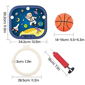 Mini Basketball Hoop with Balls,Indoor Basketball Hoop Set Foldable Wall Mounted Suction Cup Fixing Mini Basketball Board Net for Toddler(blue)