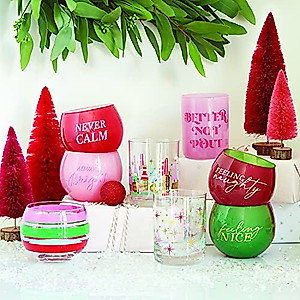 Slant Collections Holiday Double Old Fashioned Cocktail Glass, 12-Ounce, Retro Stars