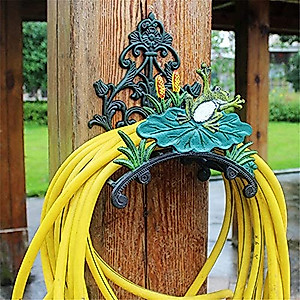 Riyyow Wall Mounted Hose Holder Heavy Duty Metal Frog Cast Iron Hose Hook Household Hose Reel Antique Garden Yard Decorative Wall Mounted Hose Butler Cast Iron Antique Design