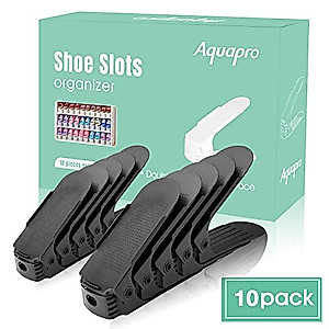 NEPROCK Shoe Slots Organizer, Adjustable Shoe Stacker Space Saver, Double Deck Shoe Rack Holder for Closet Organization (10-Pack)(Black)2