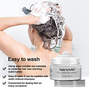 Temporary Hair Color Wax 4.23 oz-Instant Hairstyle Cream Hair Pomades Hairstyle Wax for Party Cosplay Easy Cleaning (1, White)