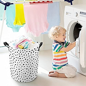 Laundry Hamper Irregular Chaotic Dots Dirty Clothes Storage Basket Black And White Collapsible Waterproof Toy Organizer for Boys And Girls Bedrooms, Bathroom