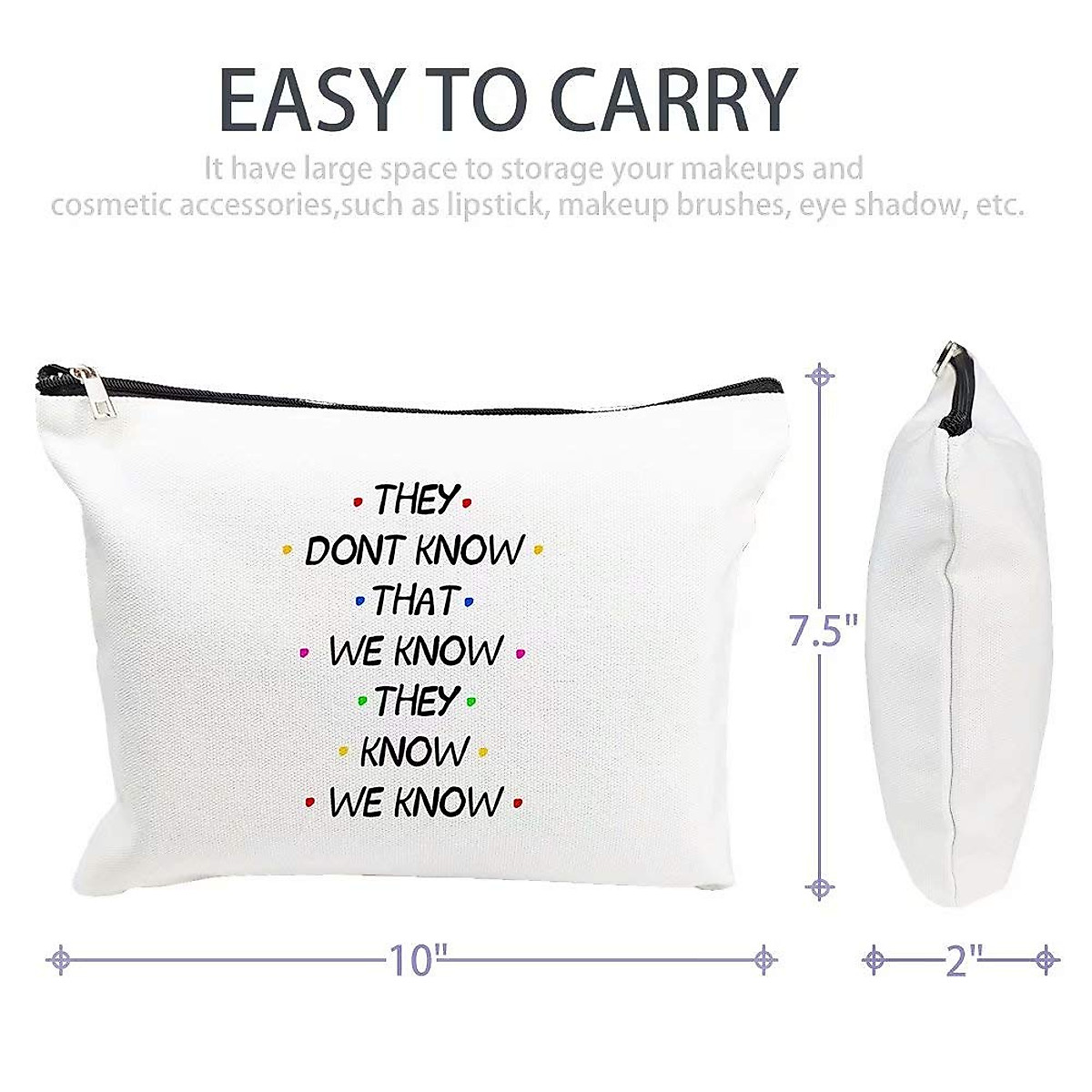 Funny Makeup Cosmetic Bag Friends Tv Show Cotton Zipper Pouch Travel Bag Toiletry Make-Up Case for Friends Fans Women Stoner Friend Bestie Birthday Gifts