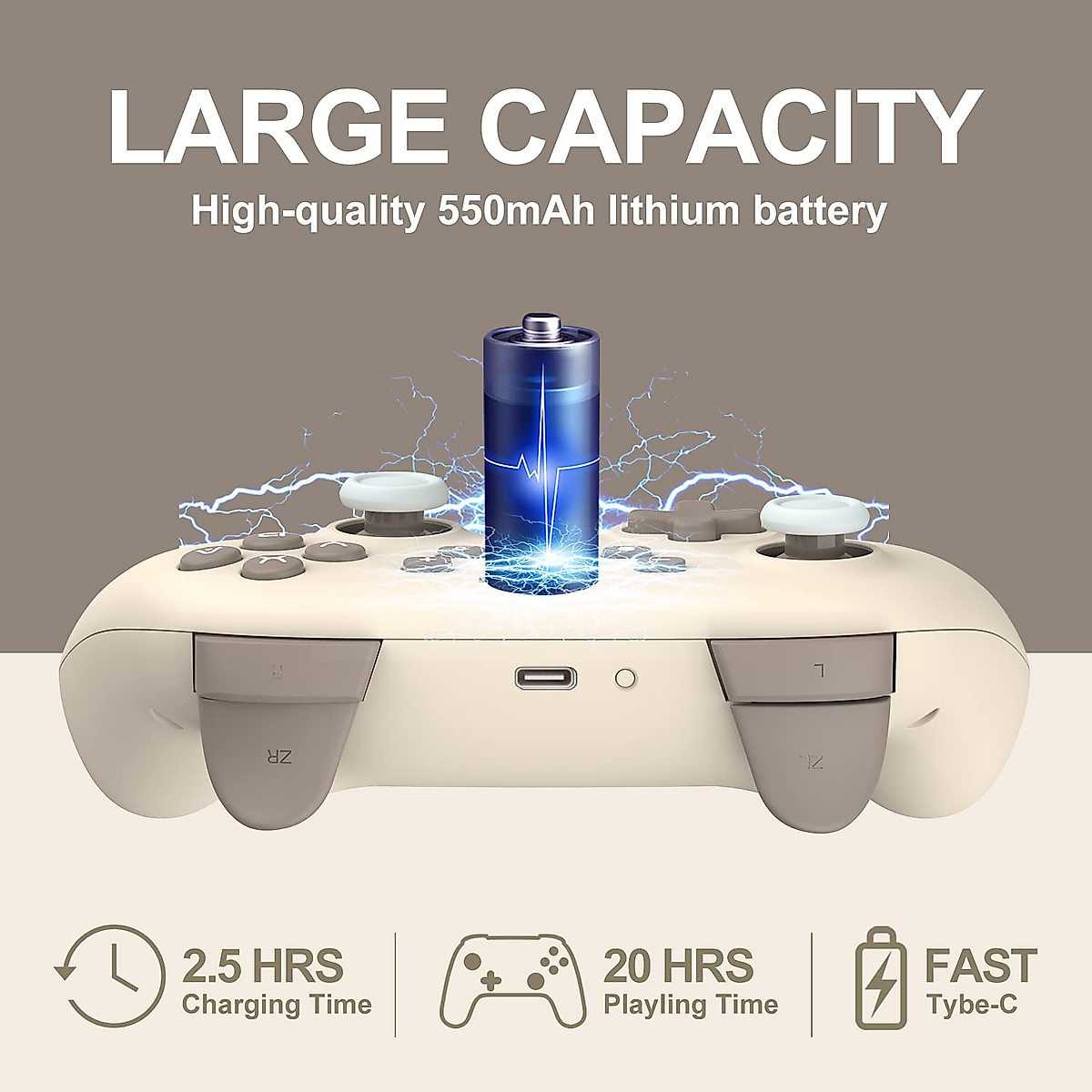 PXN P50L Wireless Switch Pro Controller, Dual Shock Gamepad Joystick Support Turbo, Macro, Gyro Axis, Wake-Up, Programmable Dual Connection for Switch/Lite/OLED/iOS (16 versions only) / PC (Brown)