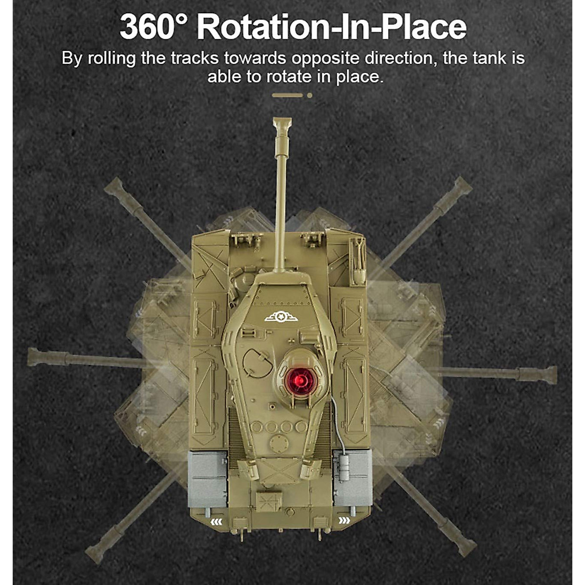 WEECOC RC Tank Military Truck Vehicles RC Car 2.4Ghz Radio Controlled Military Battle Tank Toy 270°Rotational Realistic Sounds Electronics Hobby Toys for Kids Boys (Green)