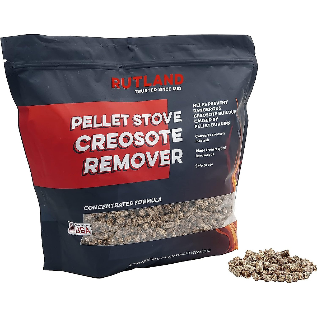 Rutland Products Pellet Stove Creosote Remover, Chimney & Flue Cleaning Wood Pellets, 8 Pound Bag