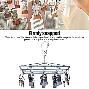jerss Drying Rack Hanger Pants Clip Windproof Clothes 18 Clip Silver Home Underwear Clip Sock Rack 18 Clips Non Slip Stainless Steel with Outfit Clip Fastener for Dry Holder Hook